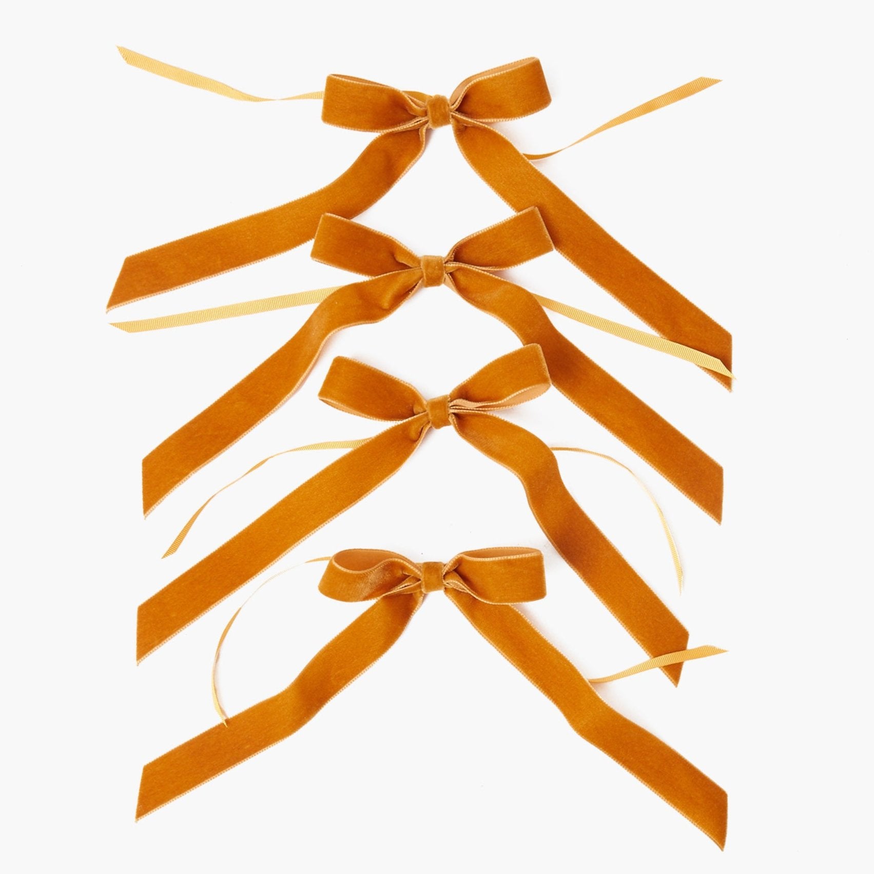 Mustard Velvet Bows (Set of 4) - 20cm