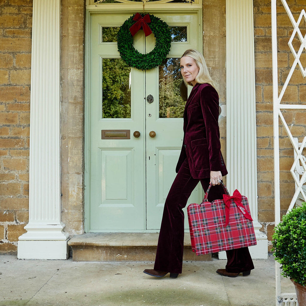 Mrs. Alice Tote Bag (Red Tartan)