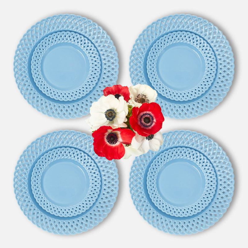 Blue Basketweave Dinner & Starter Plates (Set of 8)– Mrs. Alice