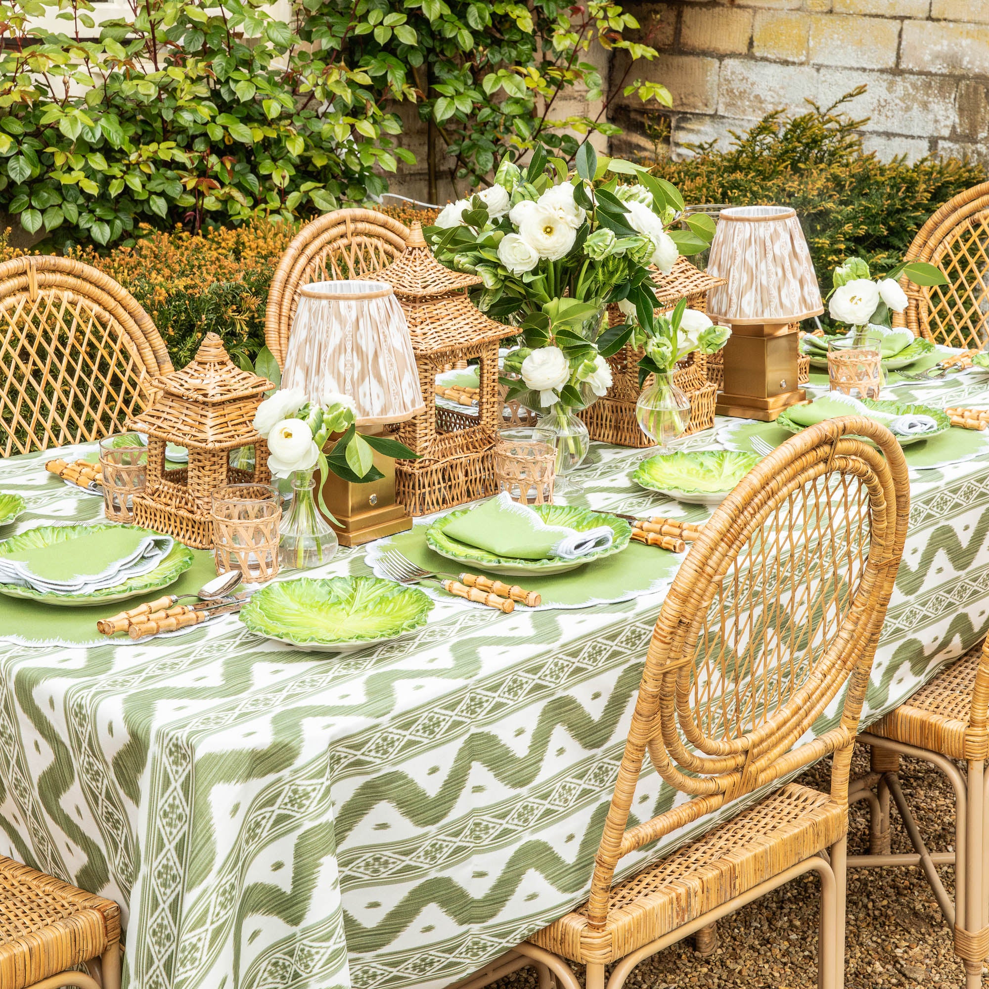 Olive Green Ikat Tablecloth– Mrs. Alice