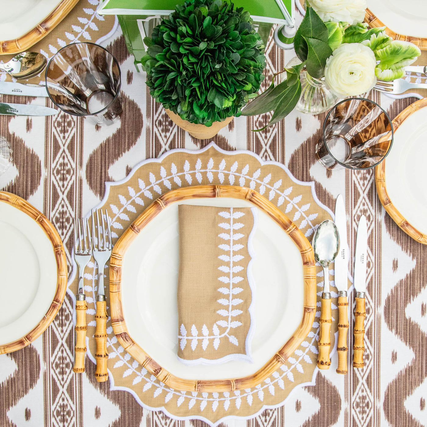 Chocolate Brown Ikat Tablecloth