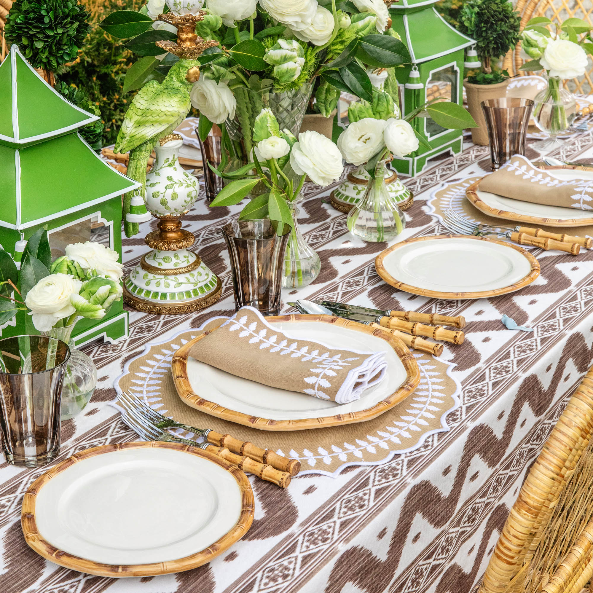 Chocolate Brown Ikat Tablecloth– Mrs. Alice