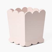 Soft Pink Scalloped Lacquer Waste Paper Bin