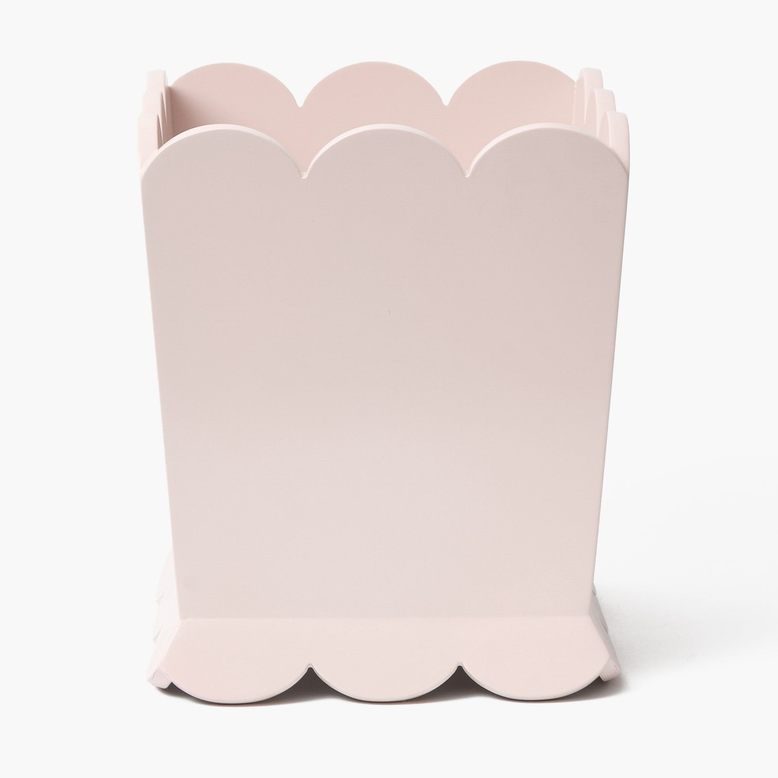 Soft Pink Scalloped Lacquer Waste Paper Bin