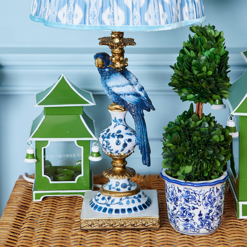 Blue Parrot Lamp with Blue Ikat Shade (30cm)– Mrs. Alice