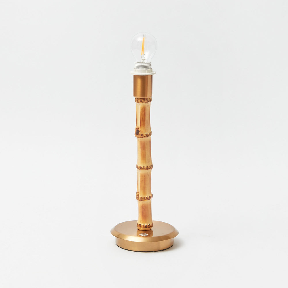 Rechargeable Bamboo Lamp with Blue Ikat Shade (18cm)