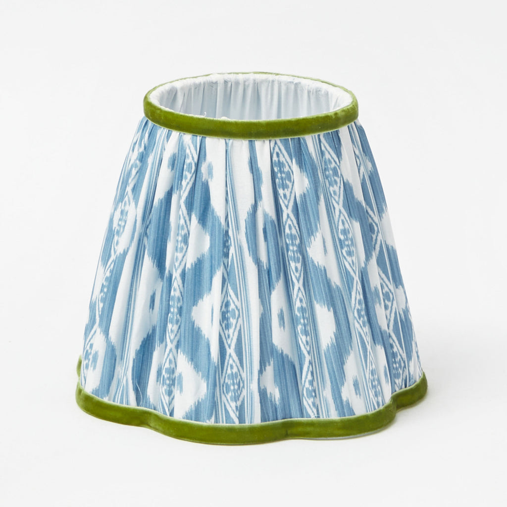 Blue & Green Ikat Scalloped Lampshade (18cm)– Mrs. Alice