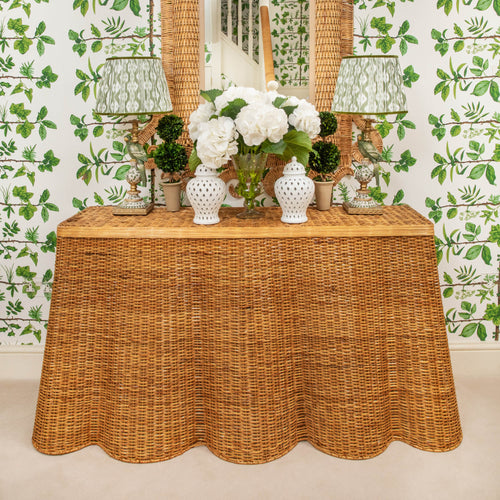 Vivienne Rattan Scalloped Console Table