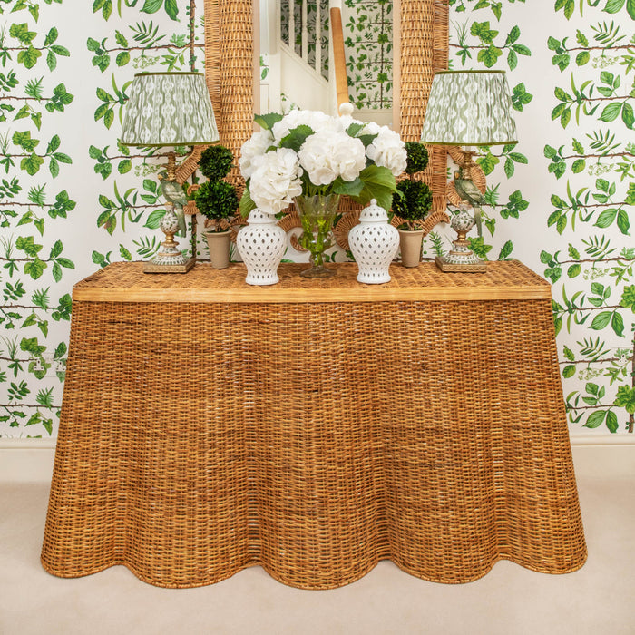 Vivienne Rattan Scalloped Console Table