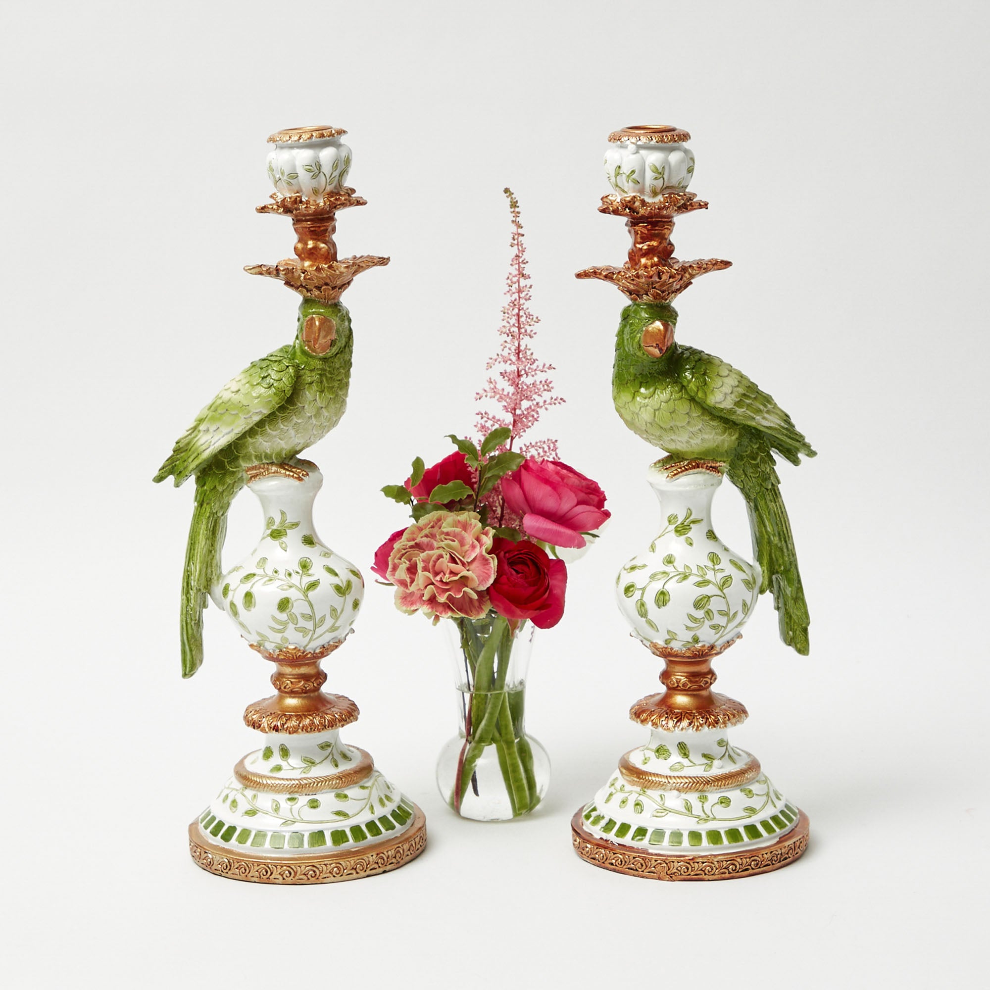 Green Parrot Candle Holder (Pair)– Mrs. Alice