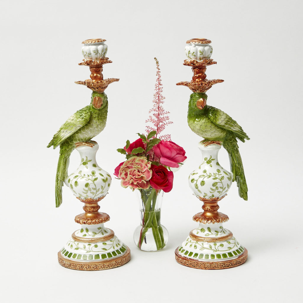 Green Parrot Candle Holder (Pair)– Mrs. Alice