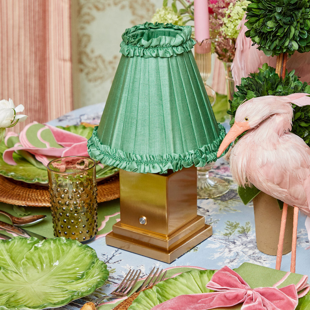 Green Frilled Silk Lampshade– Mrs. Alice