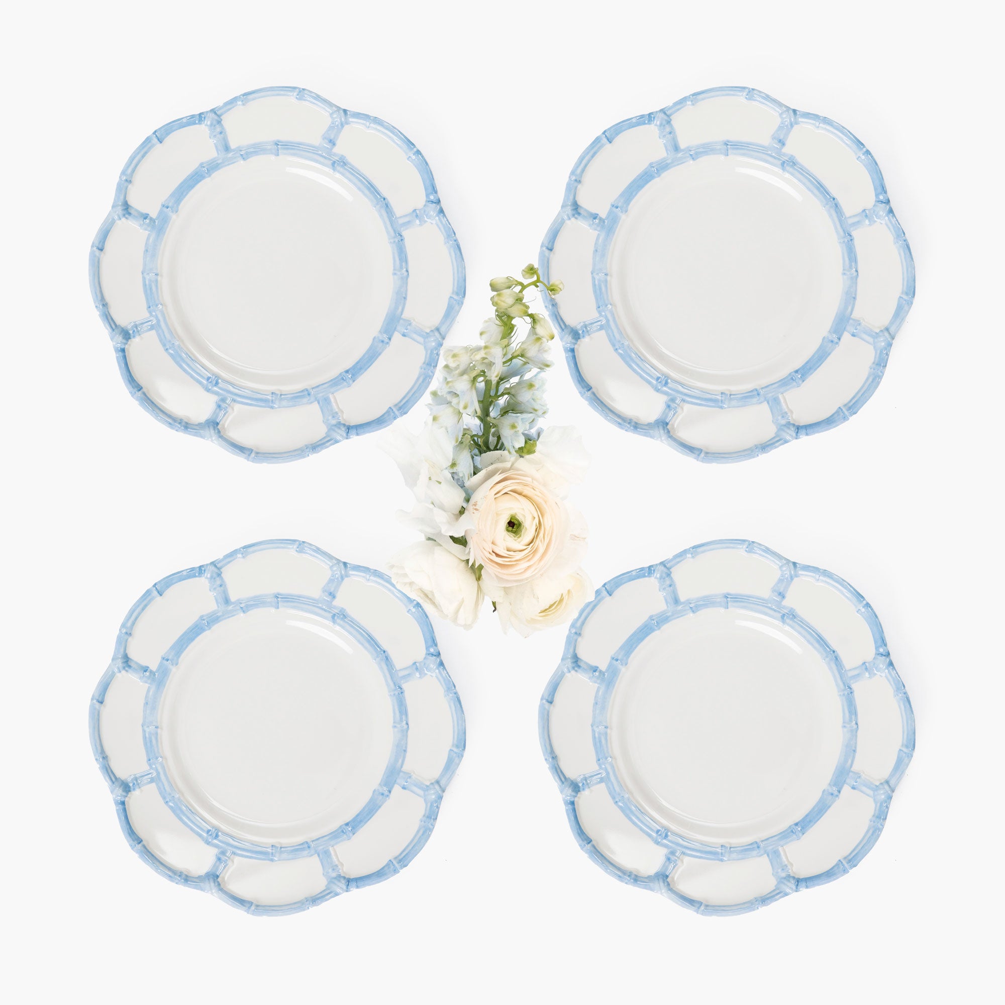 Blue Melamine Bamboo Starter Plates (Set of 4)