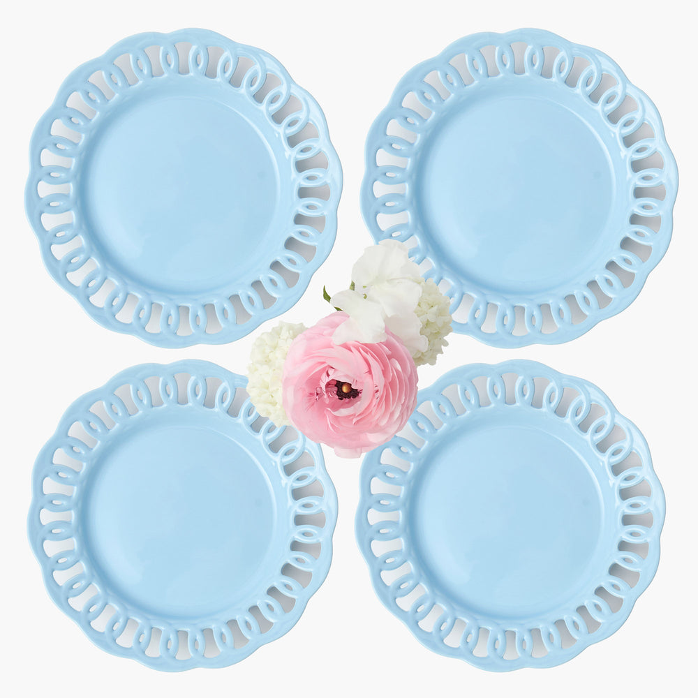 Soft Blue Lace Dinner Plates (Set of 4)