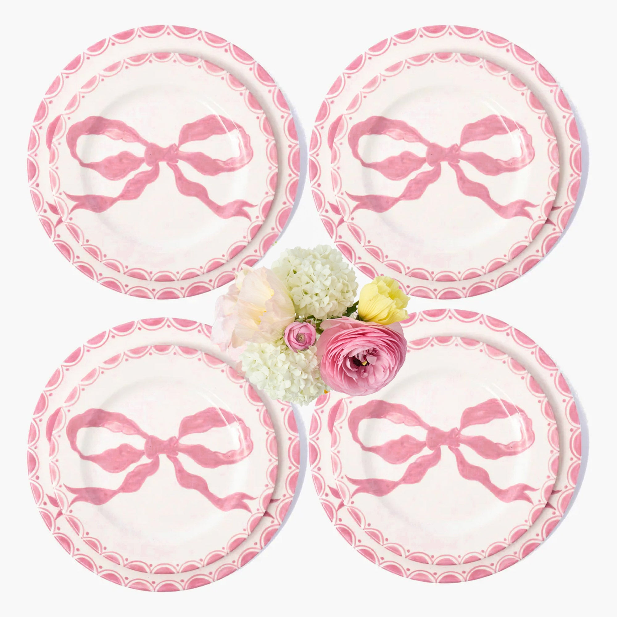 Marilyn Pink Bow Dinner & Starter Plates (Set of 8)