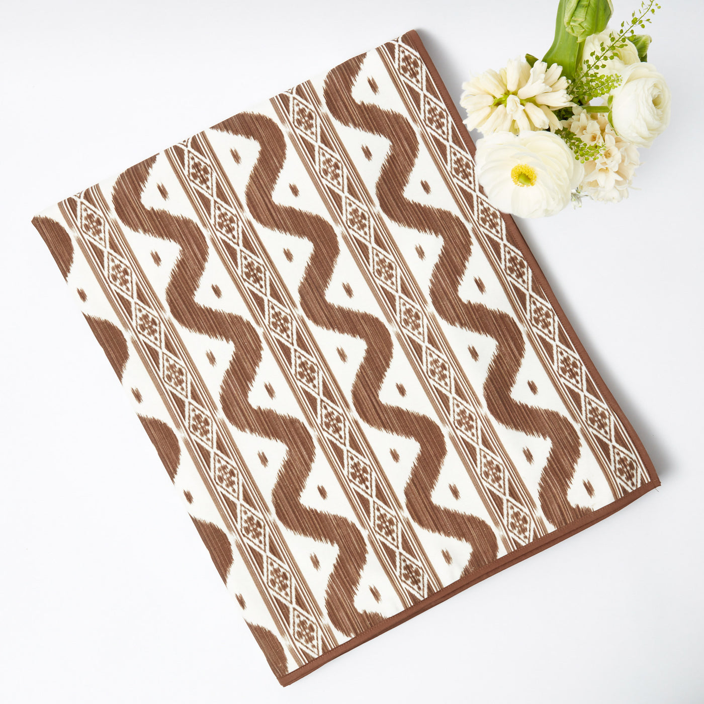 Chocolate Brown Ikat Tablecloth