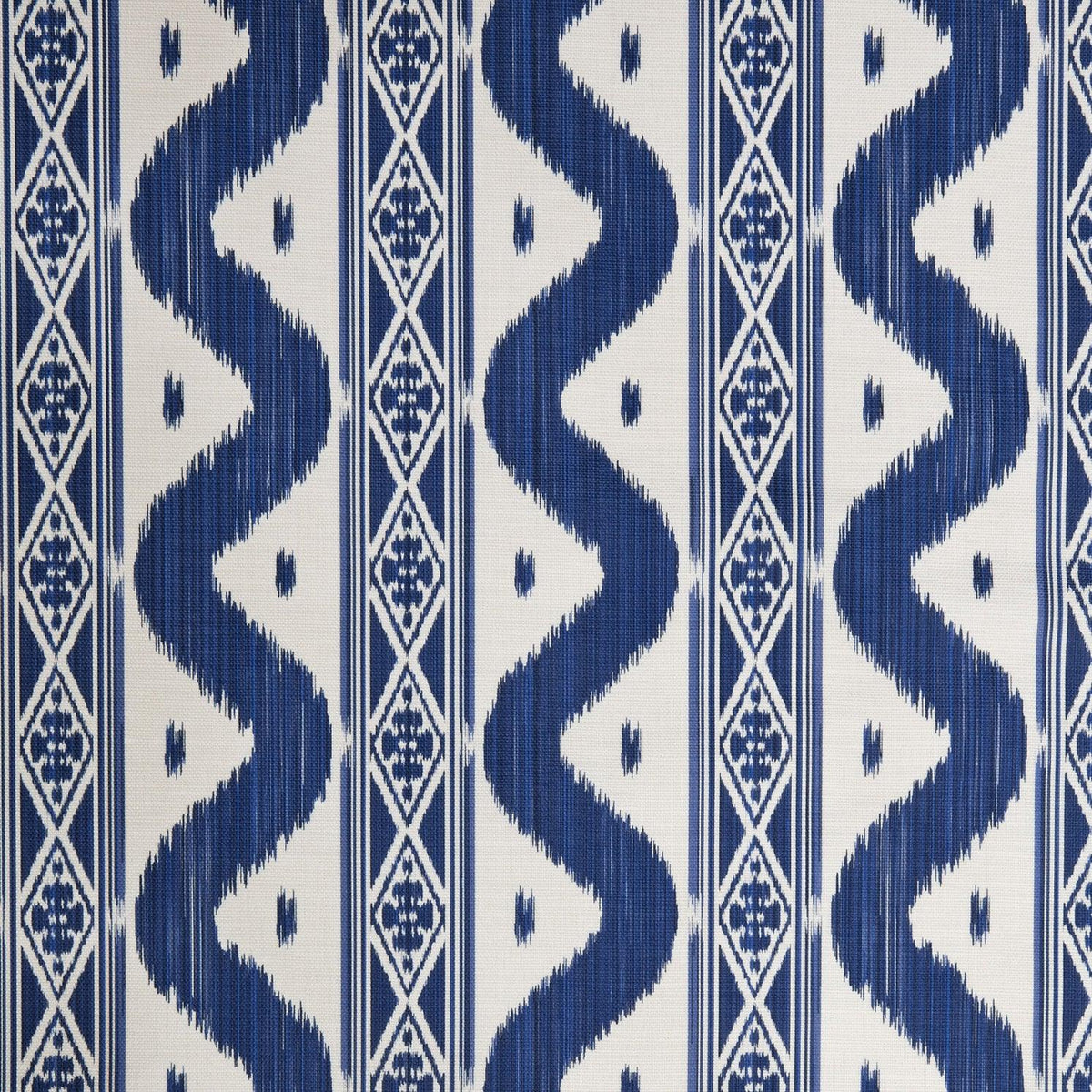Cobalt Blue Ikat Stripe Fabric