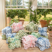 Green Gingham Ruffle Seat Pad Cushions (Set of 4)