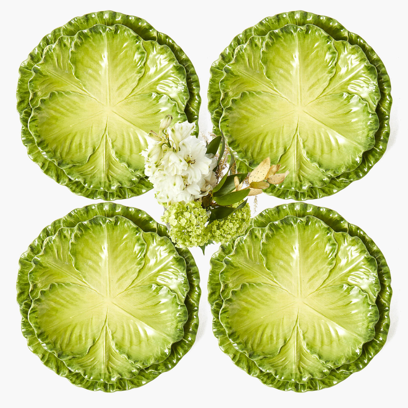 Serena Green Cabbage Dinner & Starter Plates (Set of 8)