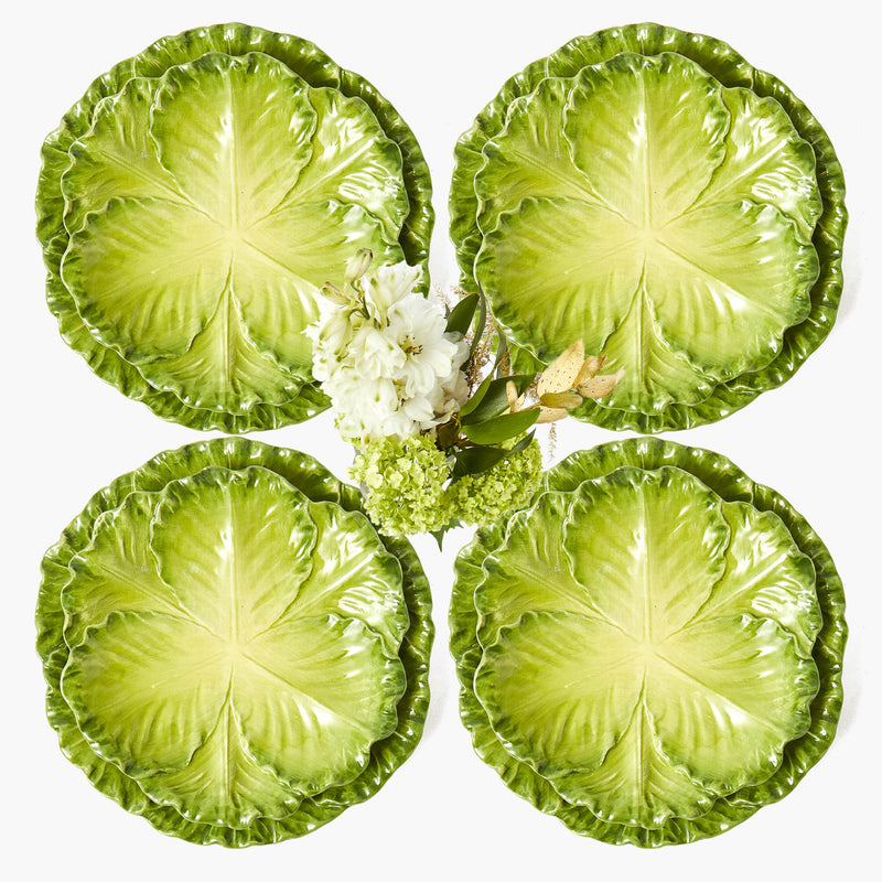 Serena Green Cabbage Dinner & Starter Plates (Set of 8)