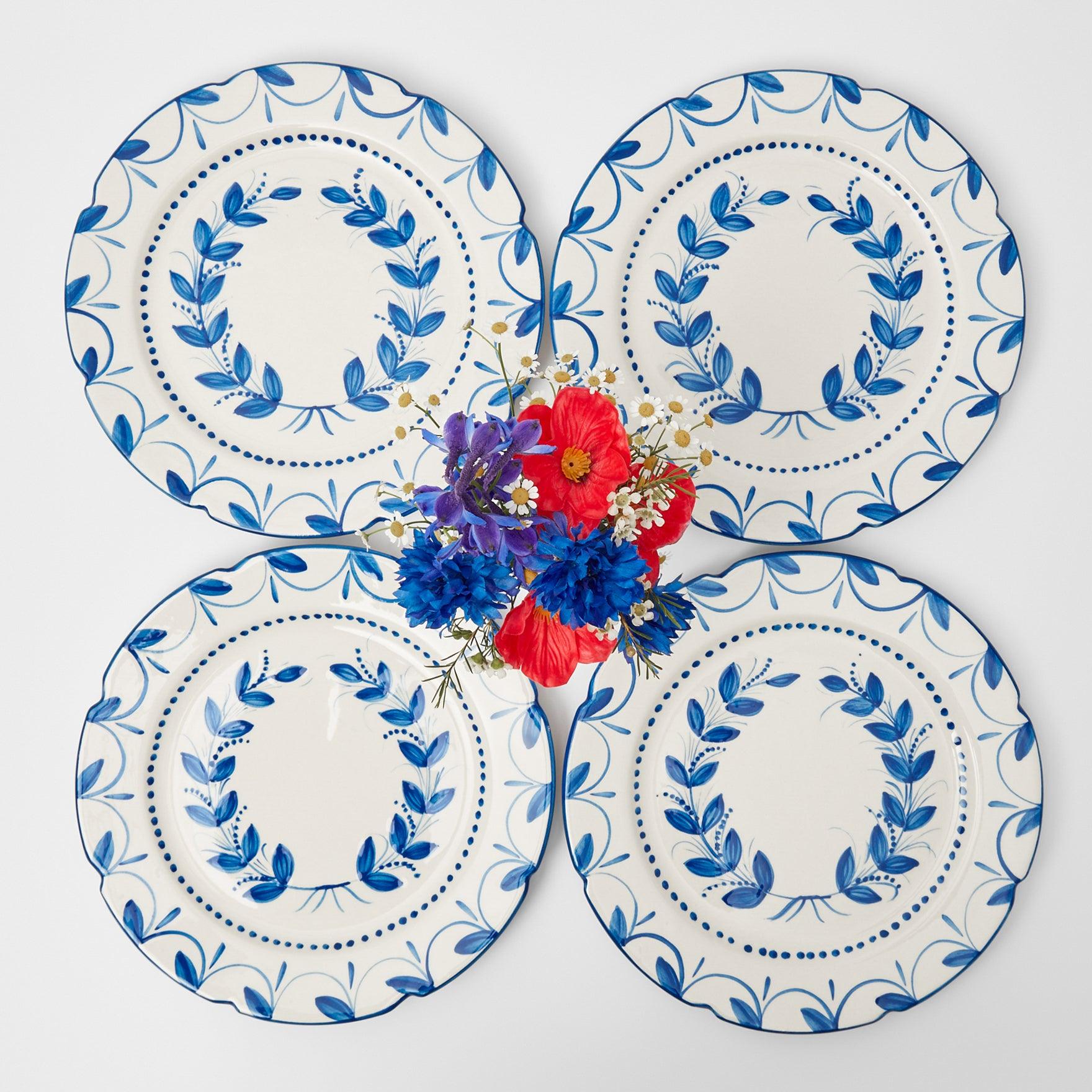 Elizabeth Blue Garland Dinner Plates (Set of 4)– Mrs. Alice