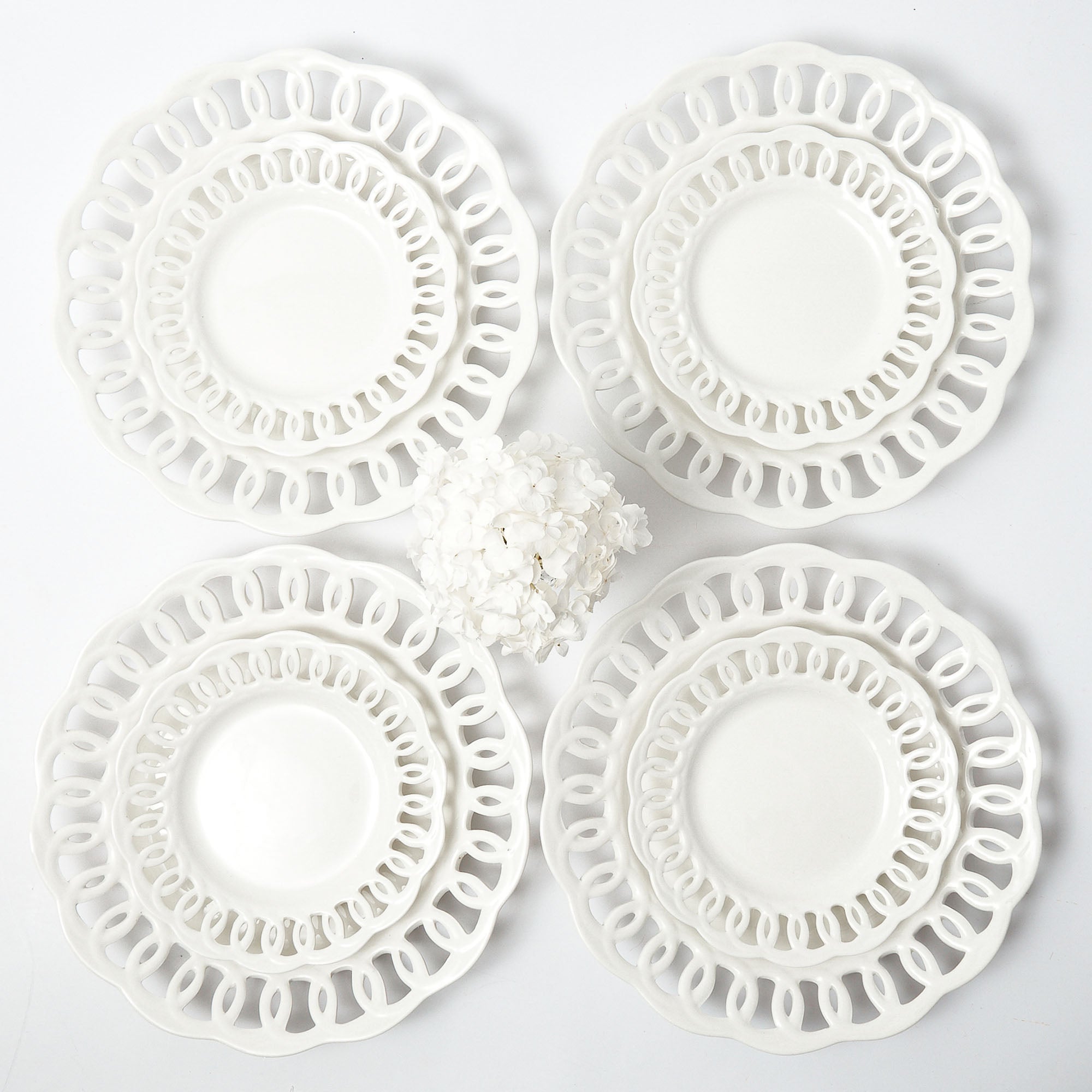 White Lace Dinner & Starter Plates (Set of 8) – Mrs. Alice