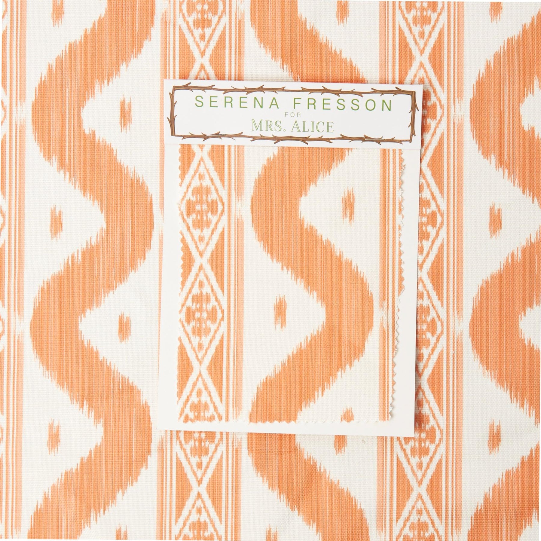 Soft Coral Ikat Stripe Fabric