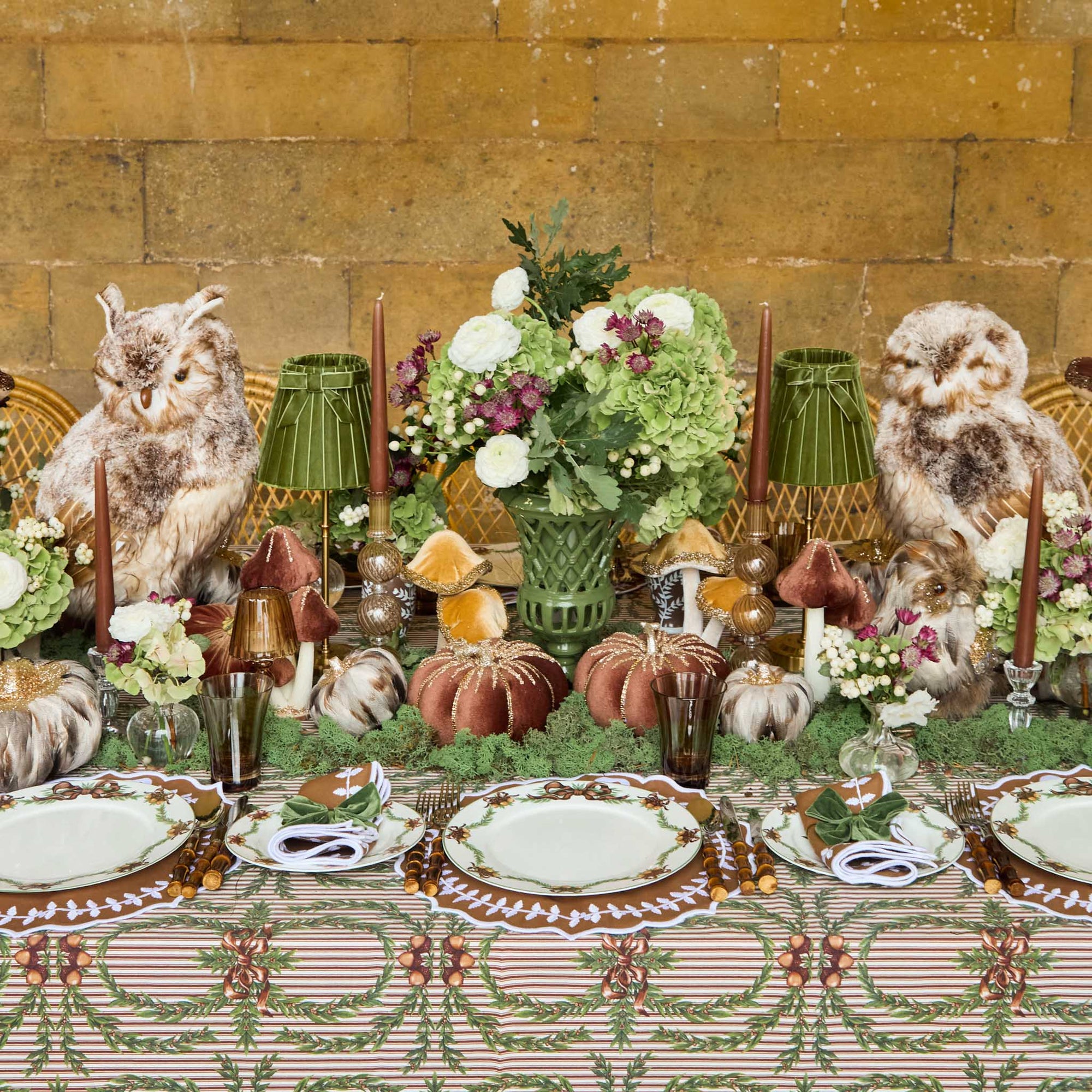 Striped Acorn Garland Tablecloth