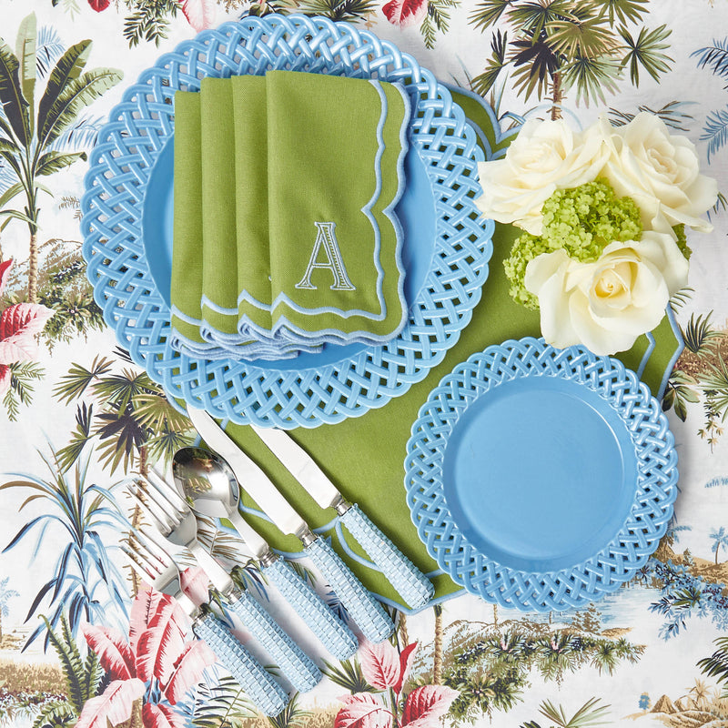 Blue Basketweave Dinner & Starter Plates (Set of 8)– Mrs. Alice