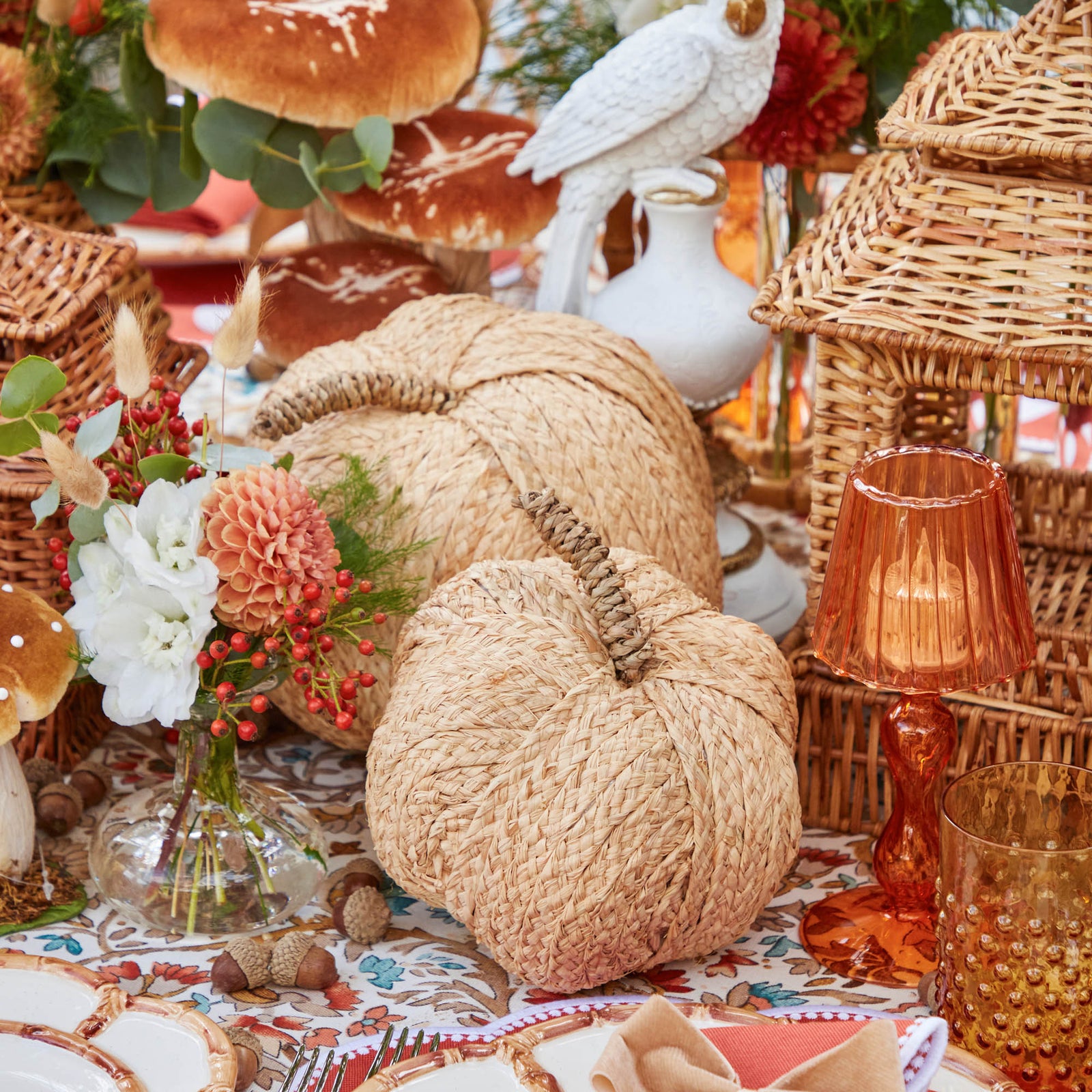 Raffia Pumpkin Family