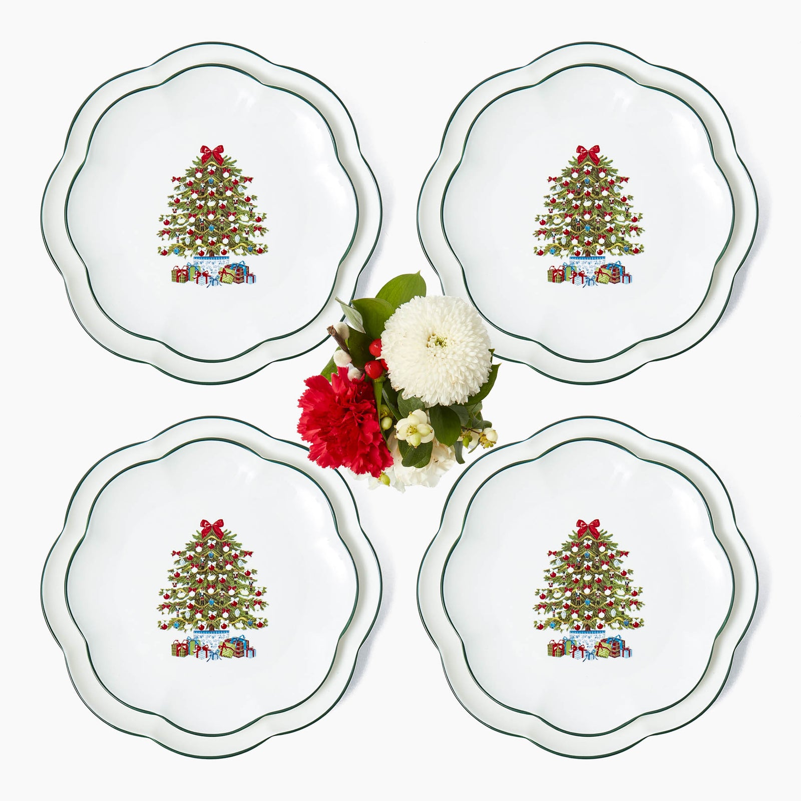 Mrs. Alice Christmas Tree Dinner & Starter Plates (Set of 8)