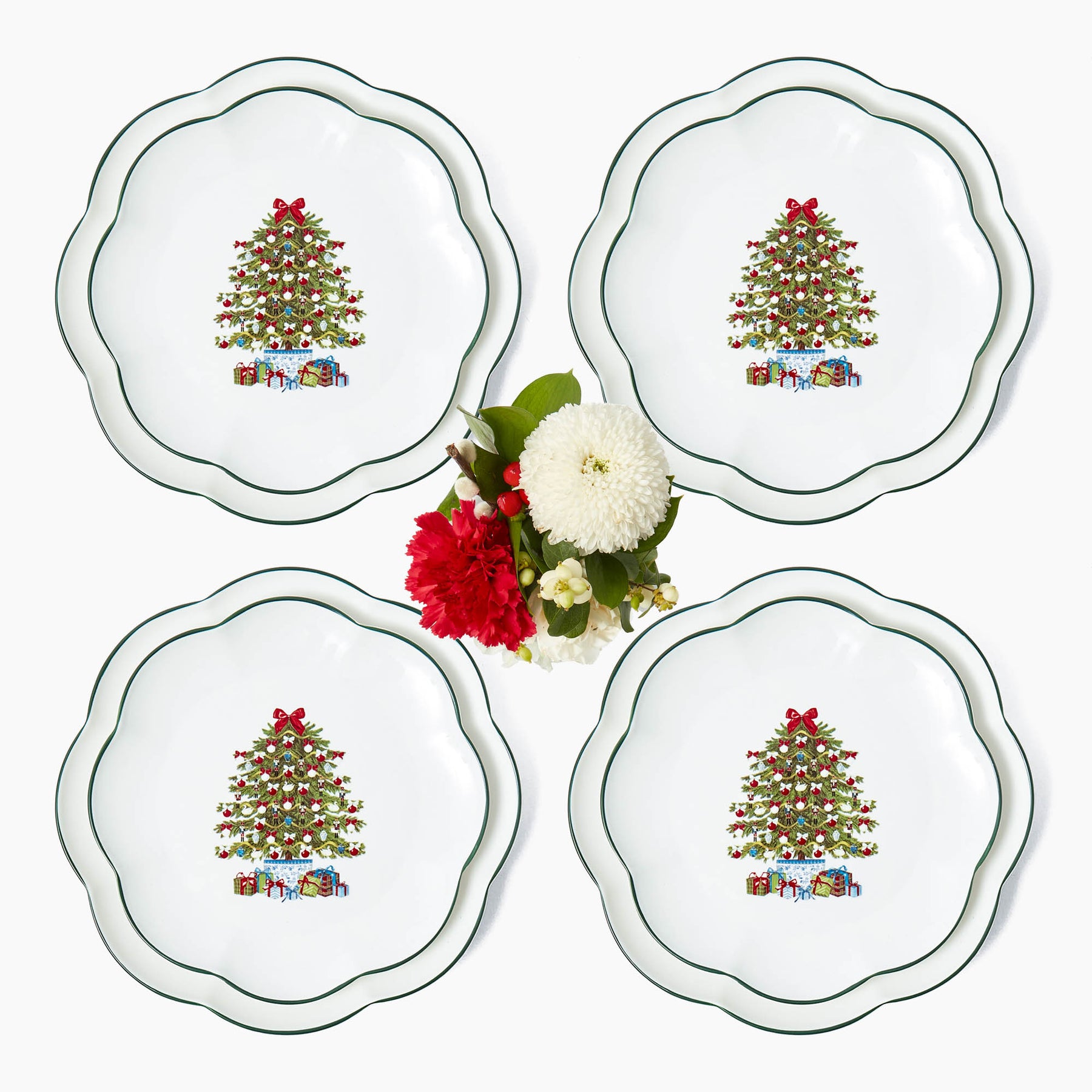 Mrs. Alice Christmas Tree Dinner & Starter Plates (Set of 8)
