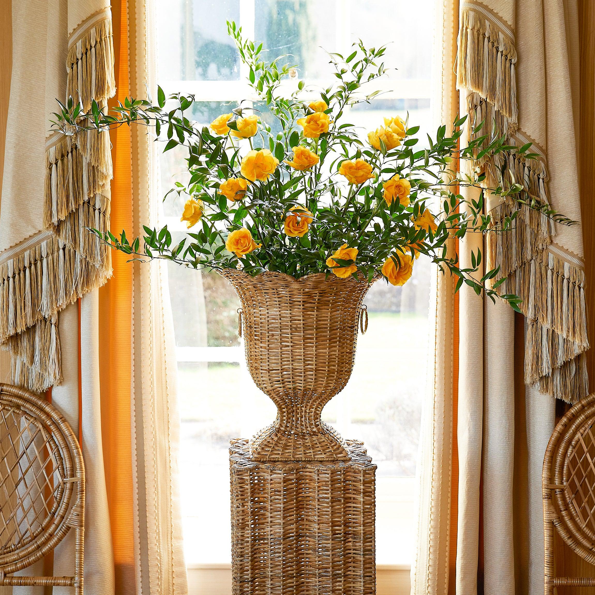 Liliana Scalloped Rattan Urn – Mrs. Alice