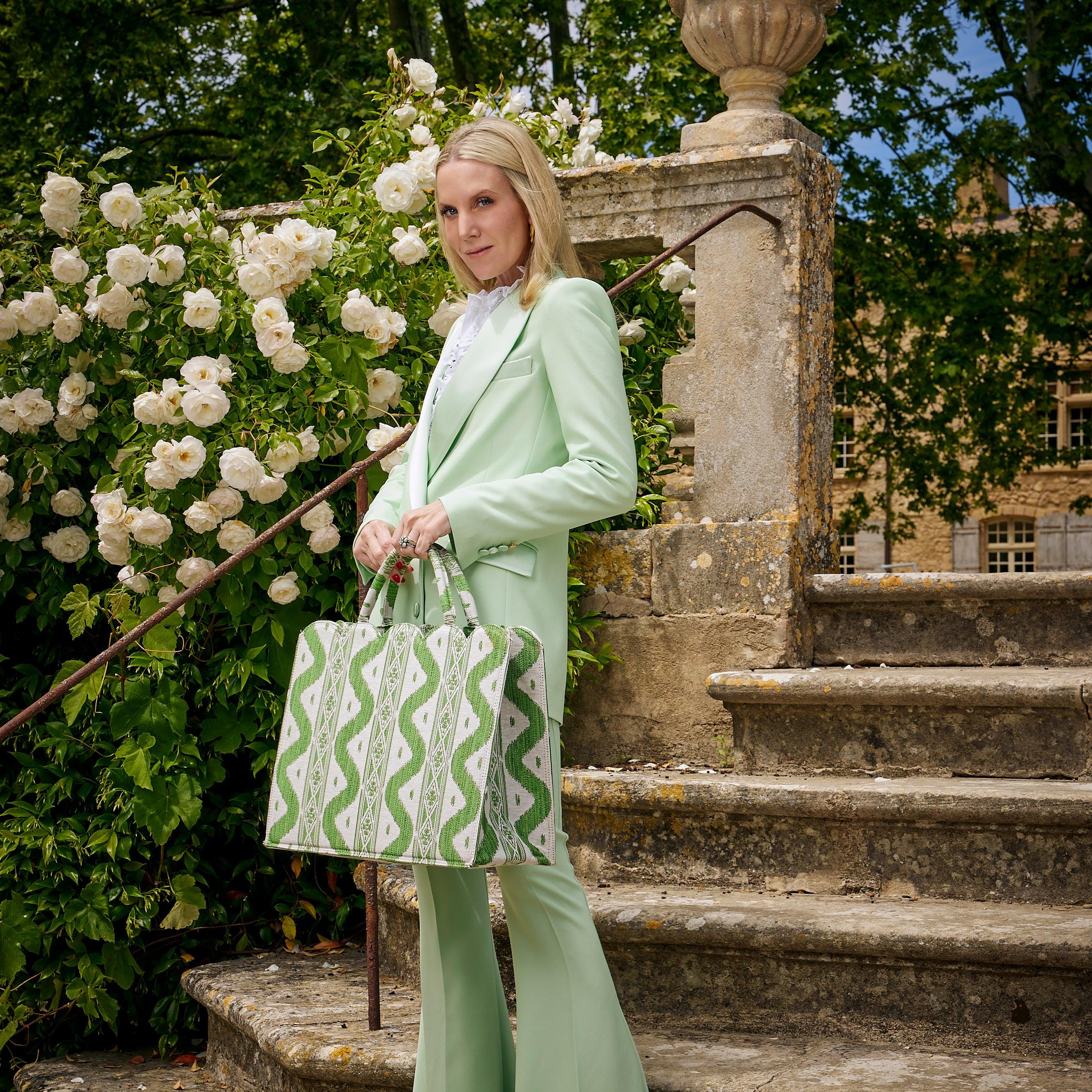 Mrs. Alice Tote Bag (Green Ikat)