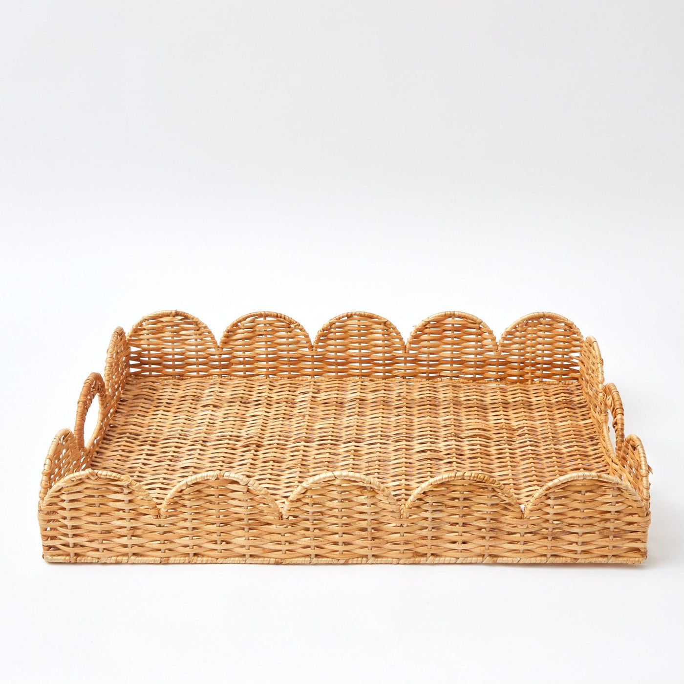 Scalloped Rattan Tray