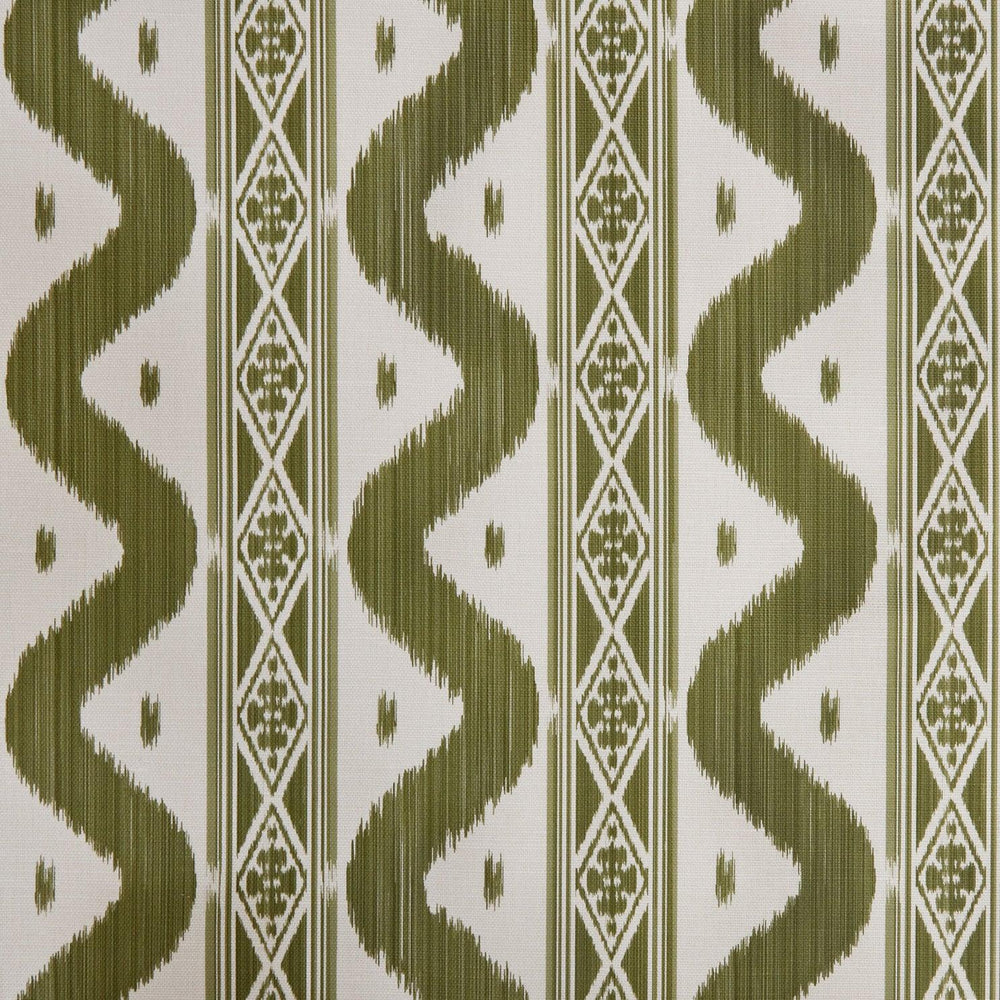 Olive Green Ikat Stripe Fabric
