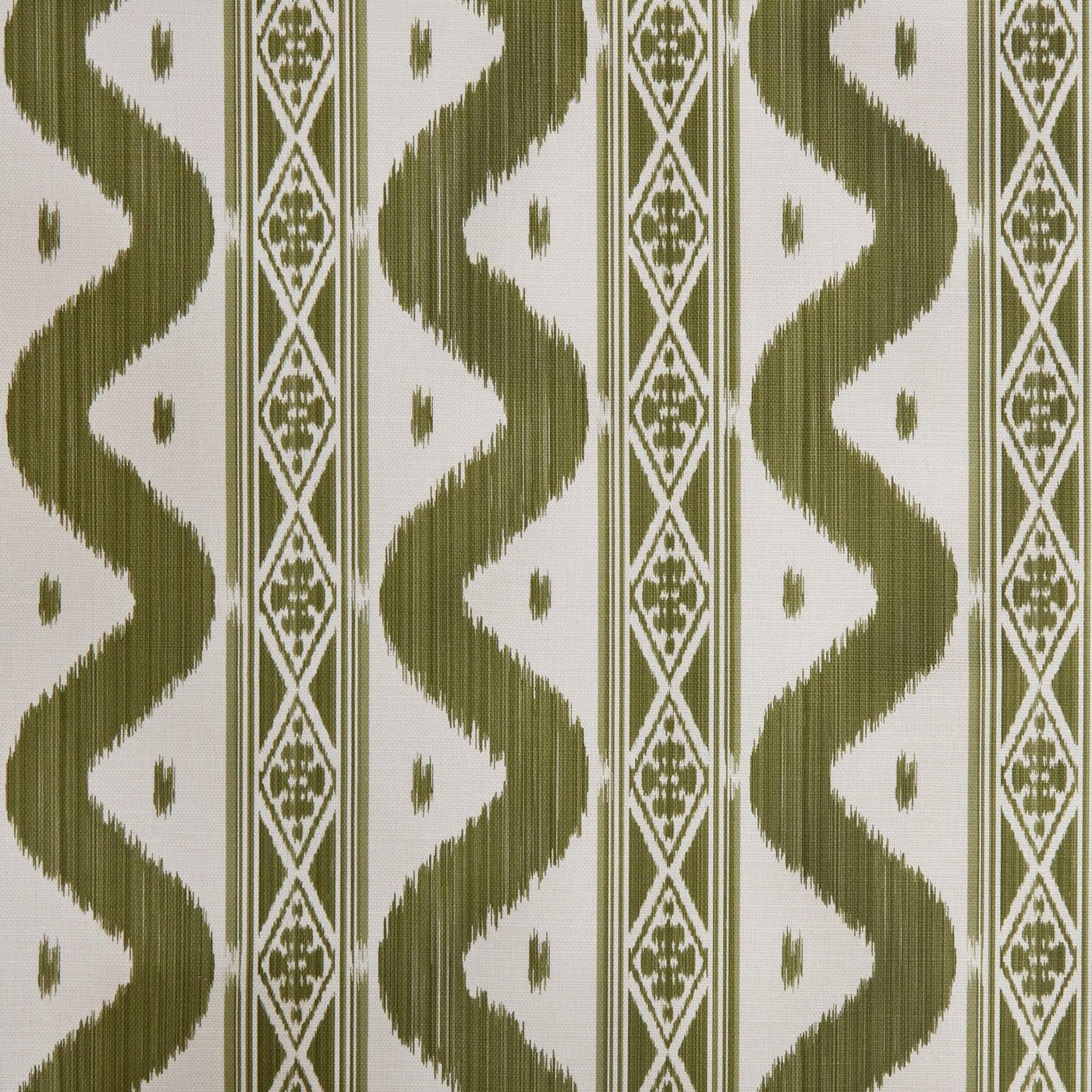 Olive Green Ikat Stripe Fabric