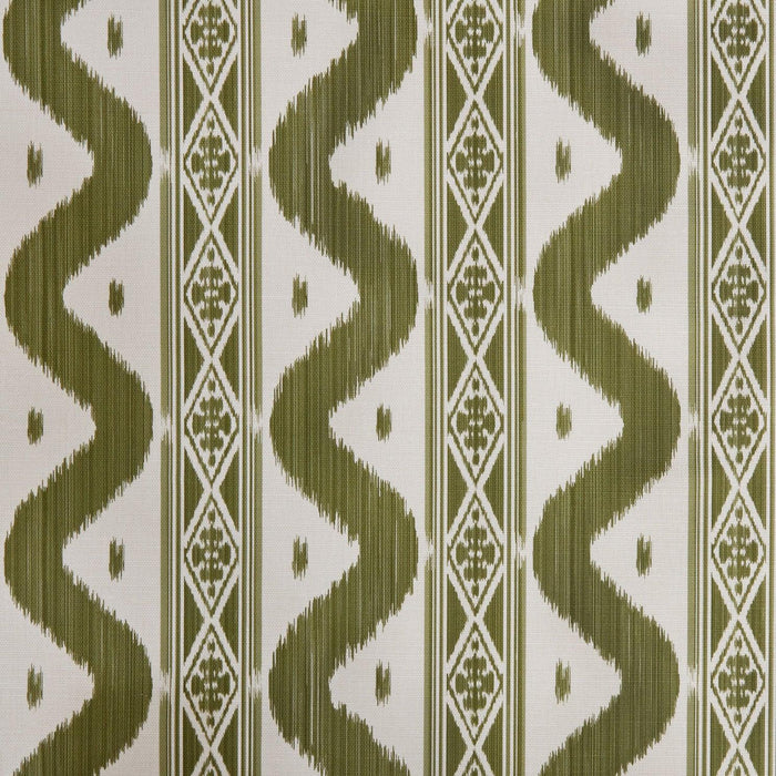 Olive Green Ikat Stripe Fabric