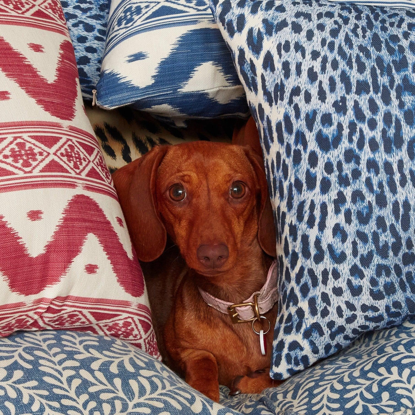 Raspberry Pink Ikat Stripe Fabric