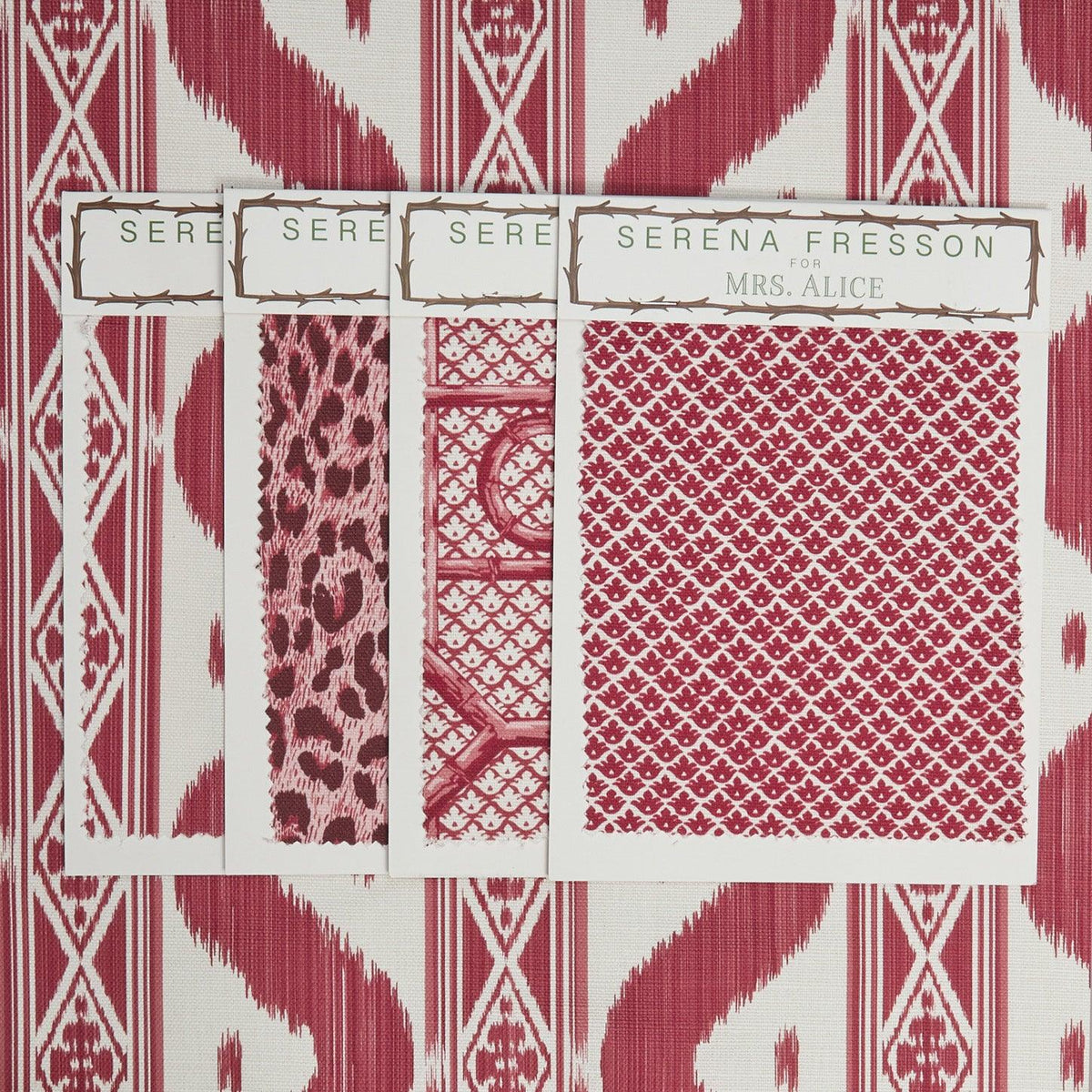 Raspberry Pink Ikat Stripe Fabric