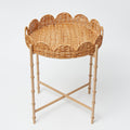 Round Scalloped Rattan Tray With Stand