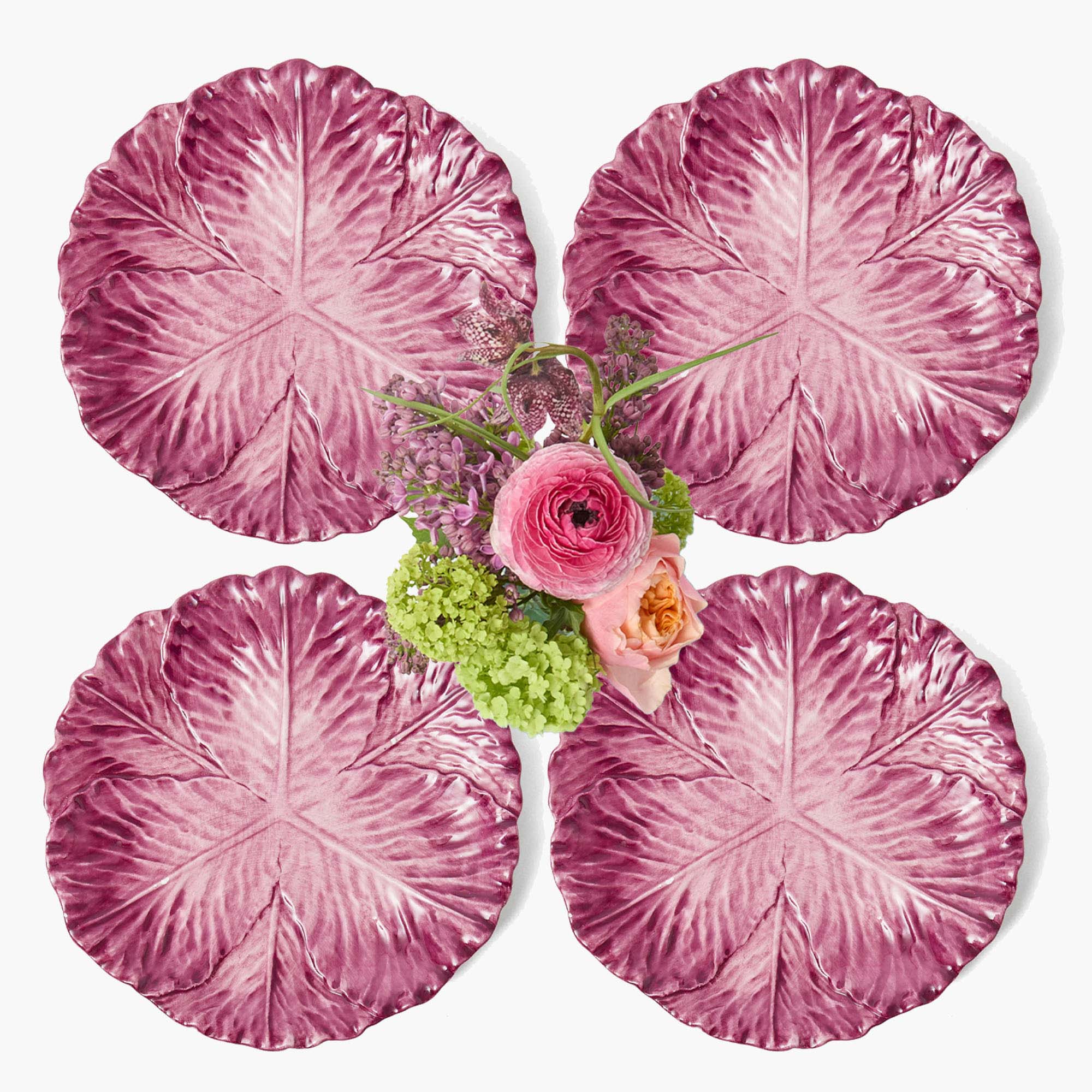 Serena Aubergine Cabbage Dinner Plates (Set of 4)
