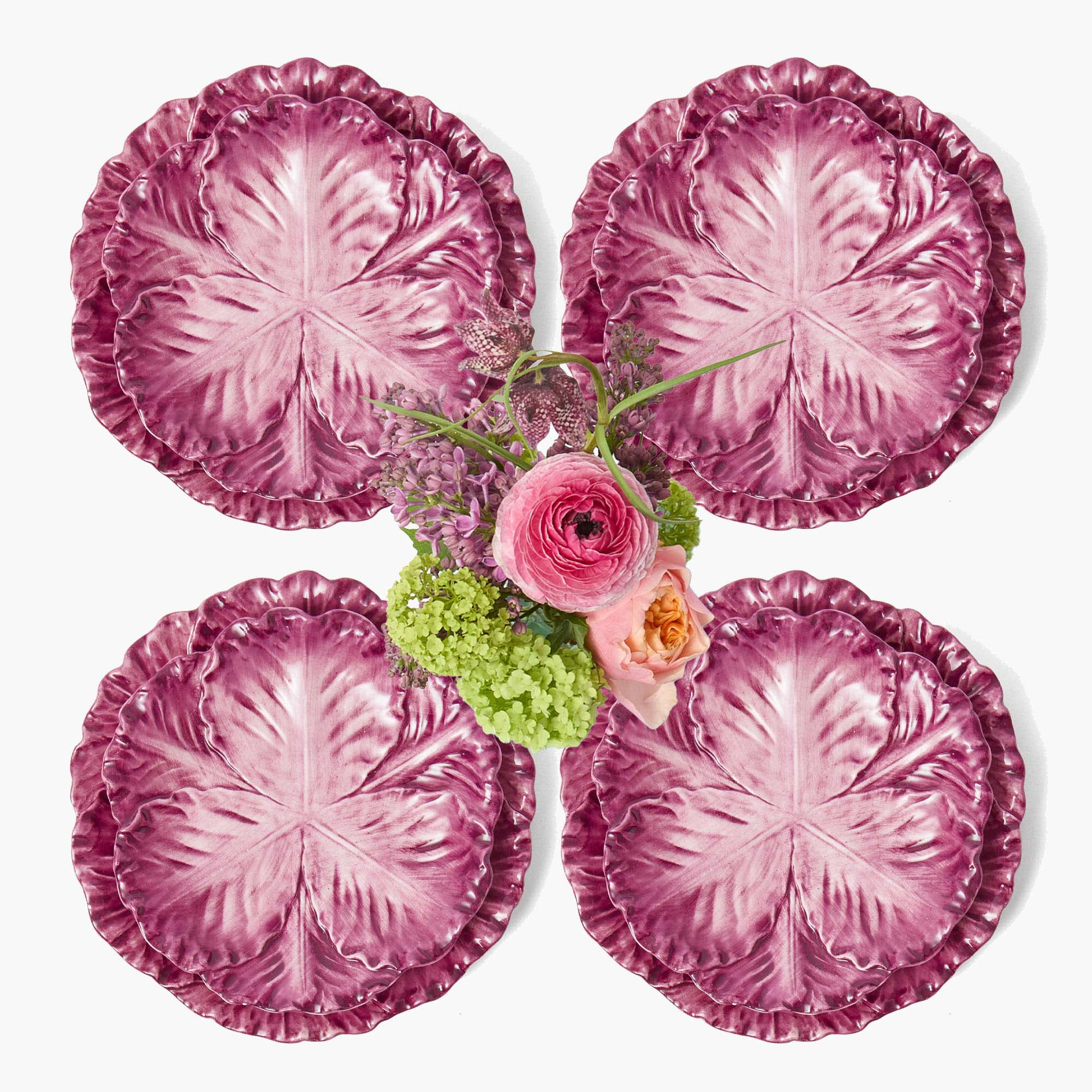 Serena Aubergine Cabbage Dinner & Starter Plates (Set of 8)