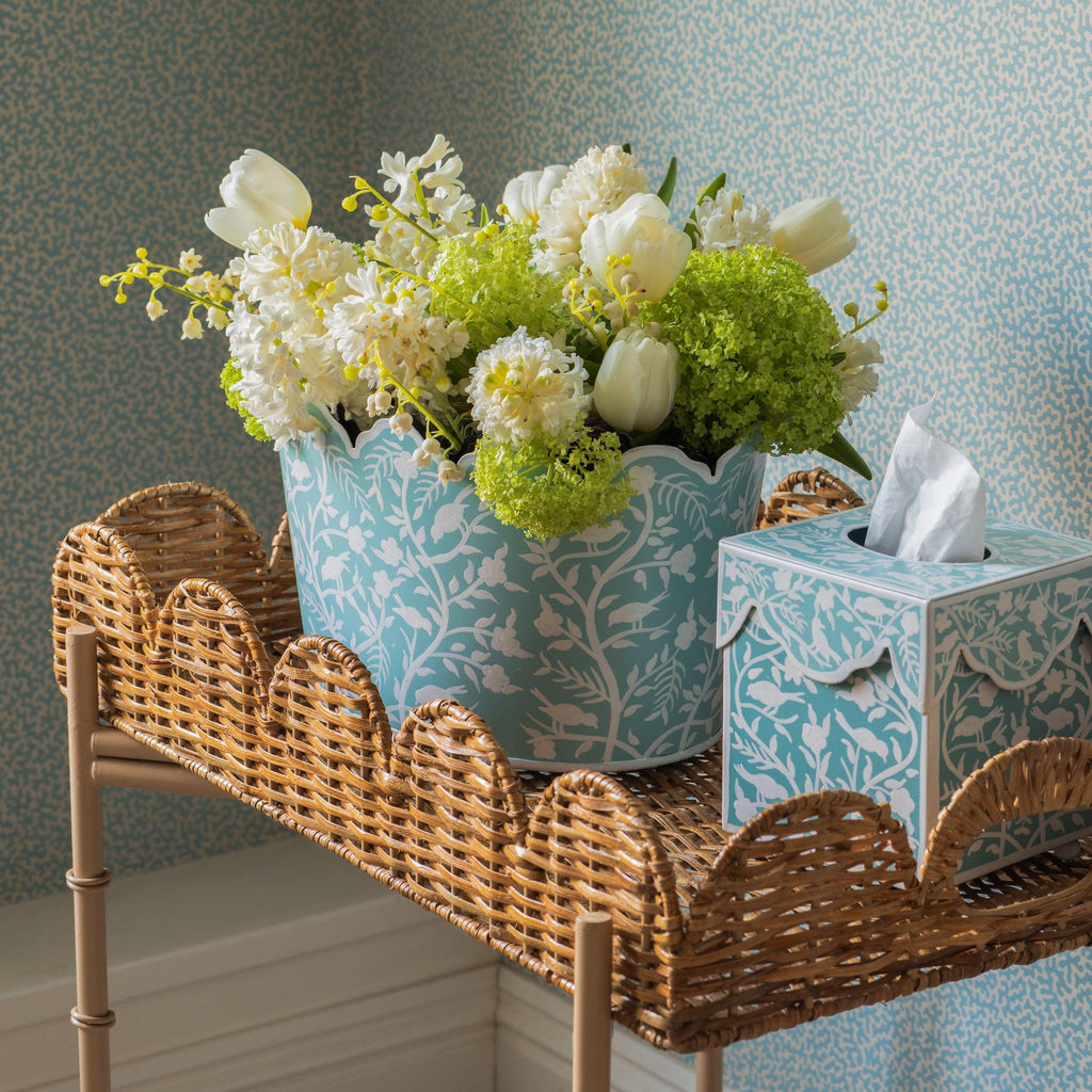 Scalloped Rattan Tray With Stand– Mrs. Alice