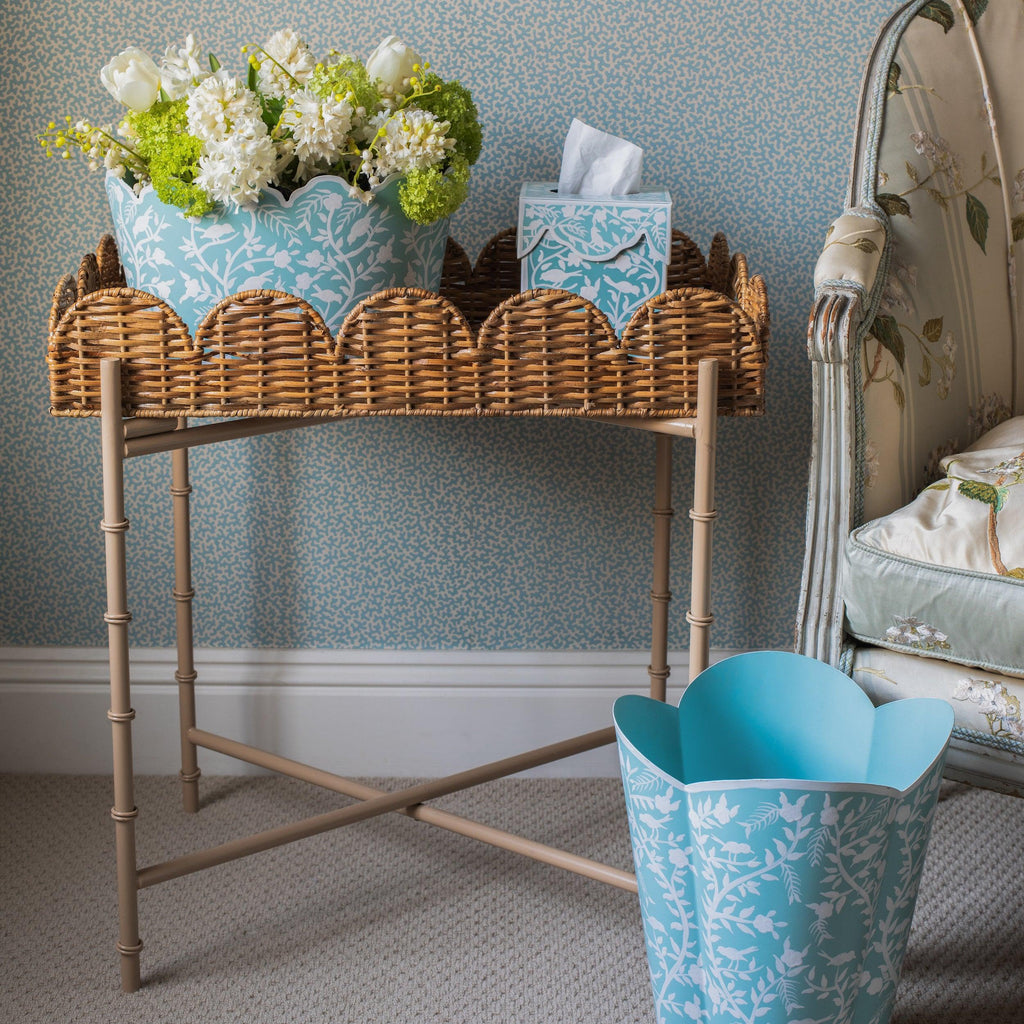 Scalloped Rattan Tray With Stand– Mrs. Alice