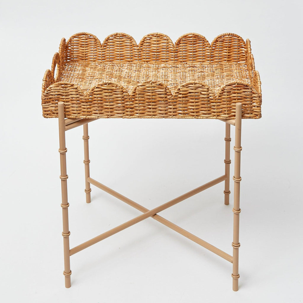 Scalloped Rattan Tray With Stand– Mrs. Alice