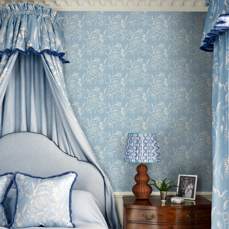 Blue Ikat Scalloped Lampshade (40cm)– Mrs. Alice