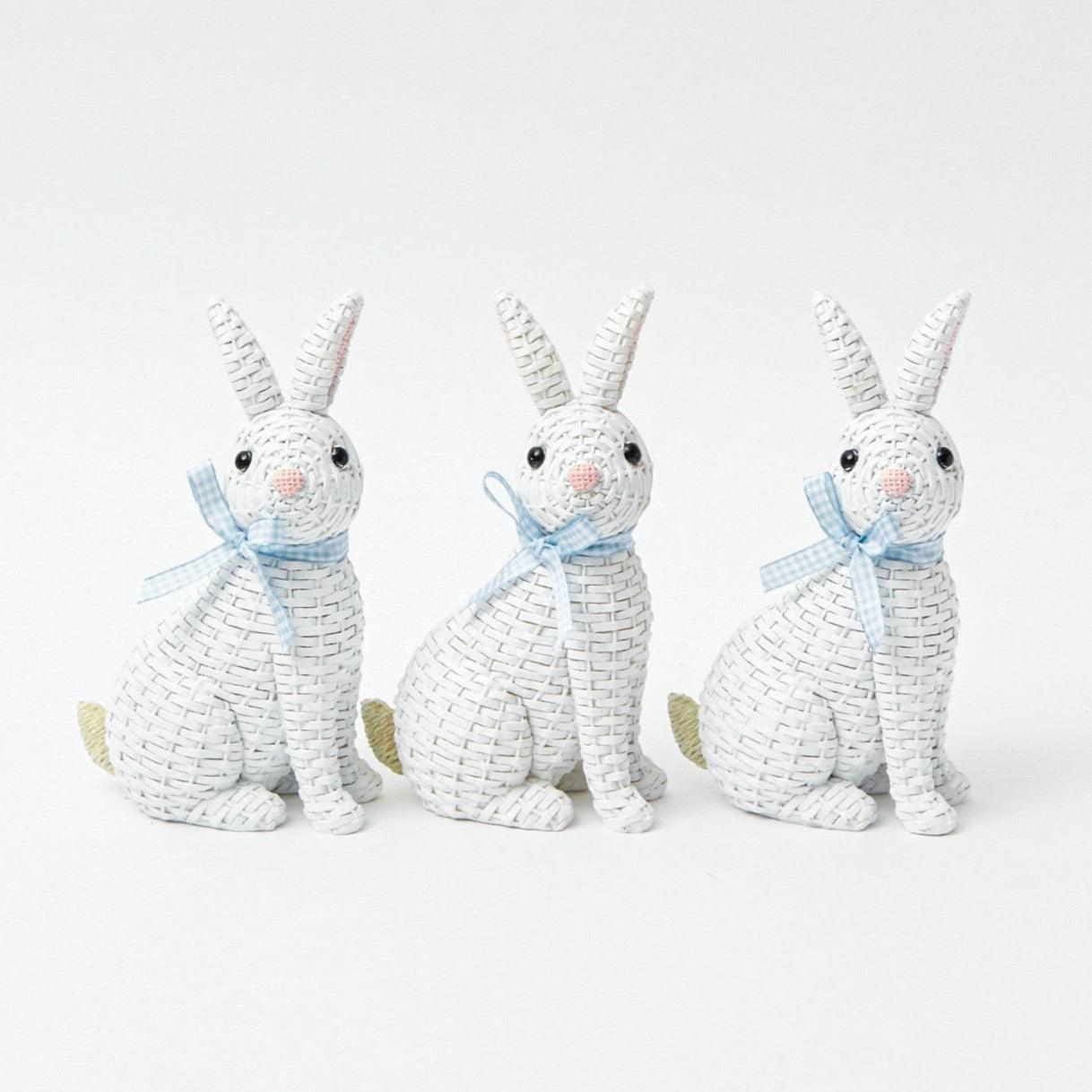 Small White Rattan Rabbits (Trio)
