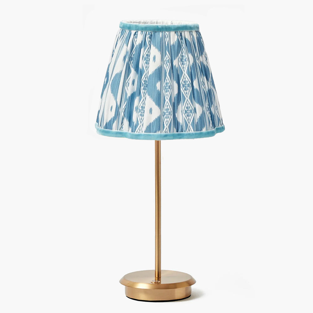 Tall Rechargeable Lamp with Blue Ikat Shade (18cm)