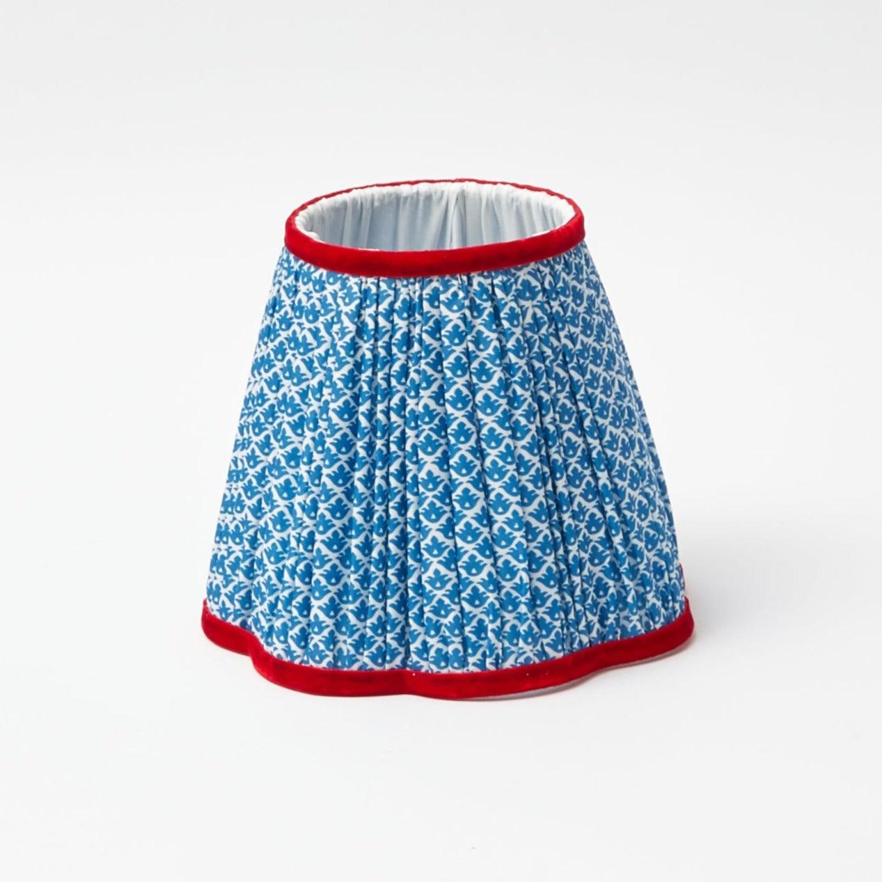Tall Rechargeable Lamp with Cobalt & Red Lotus Shade (18cm)– Mrs. Alice